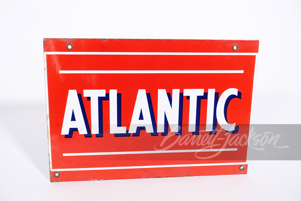 LATE 1950S ATLANTIC GASOLINE PORCELAIN PUMP PLATE SIGN