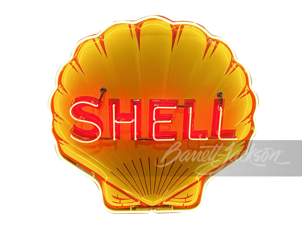 CIRCA 1930S SHELL OIL THREE-DIMENSIONAL NEON PORCELAIN SIGN