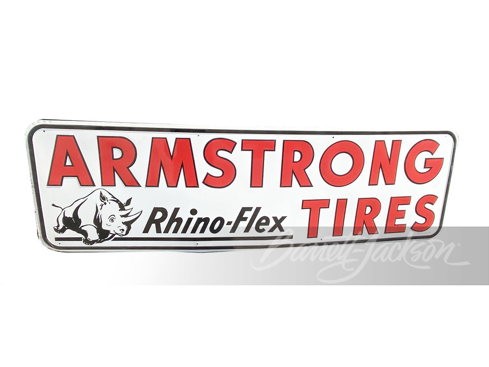 EARLY 1960S ARMSTRONG TIRES EMBOSSED TIN SIGN