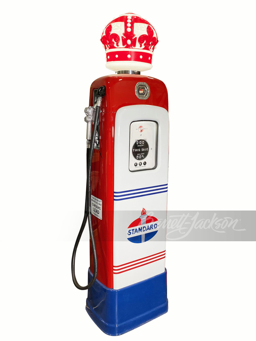 LATE 1940S STANDARD OIL RED CROWN GASOLINE GAS PUMP - Front 3/4 - 249940