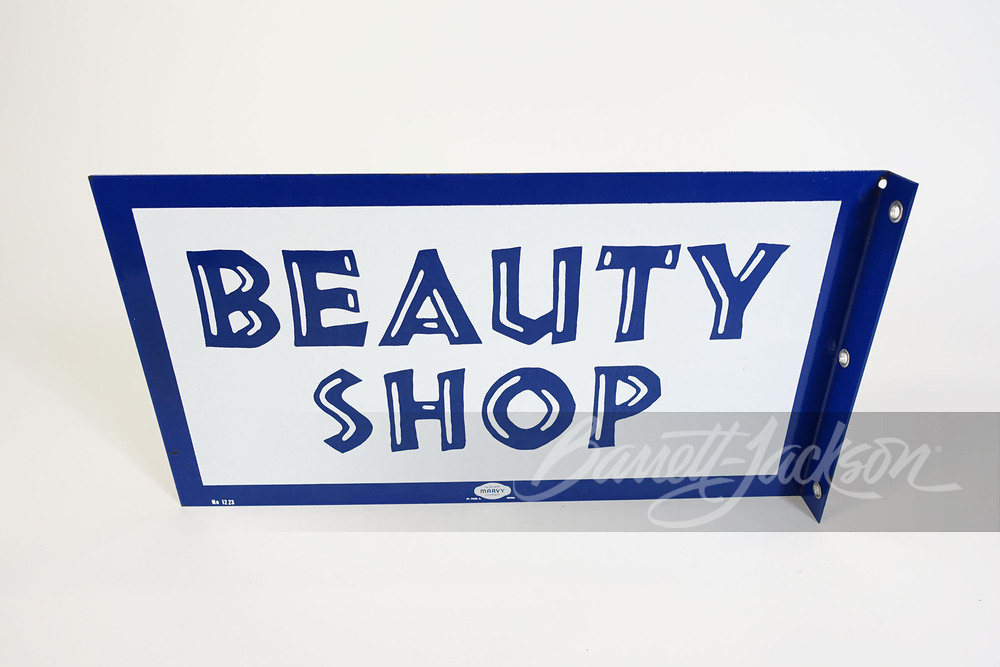 1960S BEAUTY SHOP PORCELAIN FLANGE SIGN