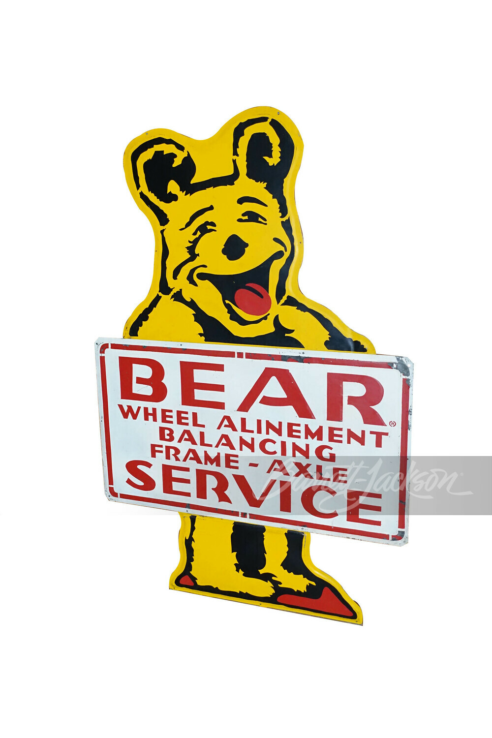 LATE 1950S BEAR WHEEL ALIGNMENT TIN SIGN