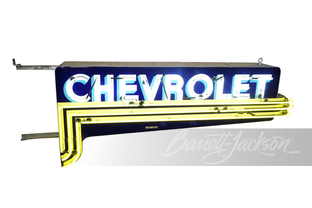 1940S CHEVROLET AUTOMOBILES NEON PORCELAIN SIGN