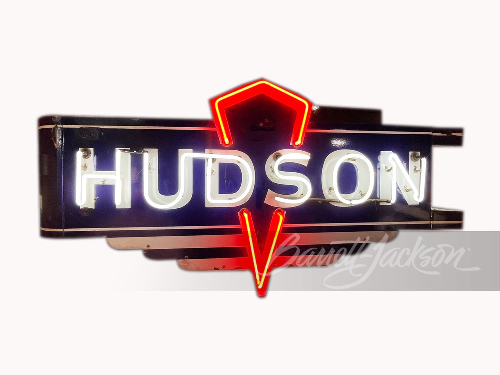 1940S HUDSON AUTOMOBILES NEON PORCELAIN SIGN