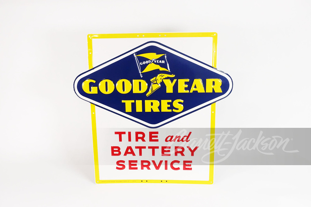 NOS 1954 GOODYEAR TIRES TIN SIGN
