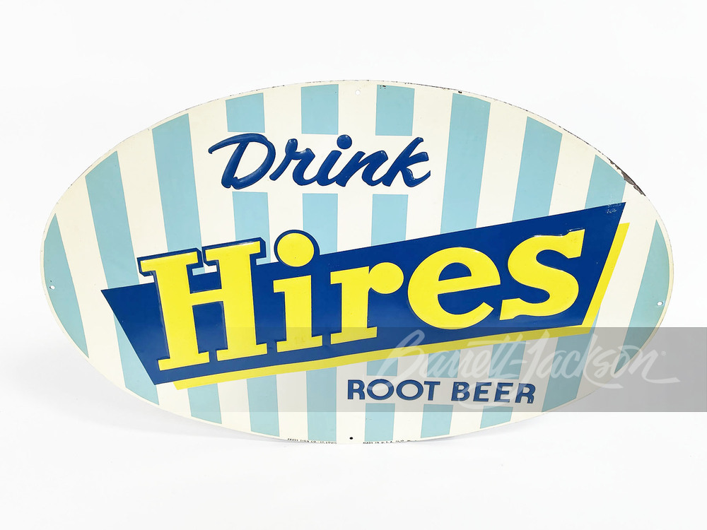 NOS 1950S DRINK HIRES ROOT BEER TIN SIGN