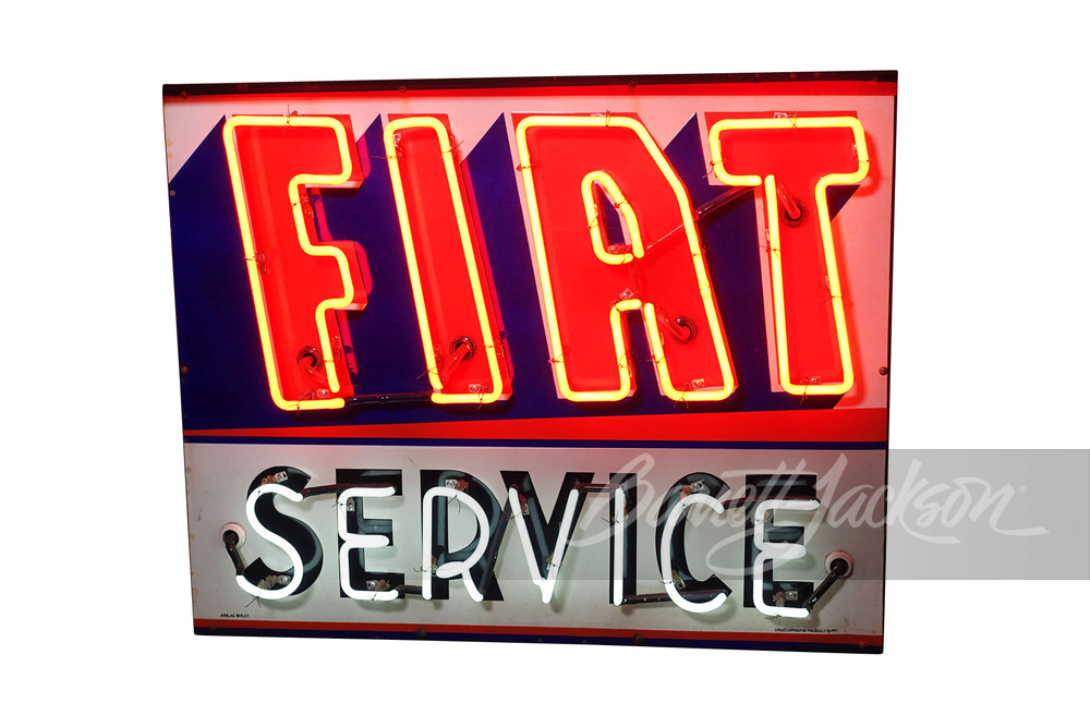 LATE 1950S-EARLY-60S FIAT AUTOMOBILES PORCELAIN WITH NEON SIG