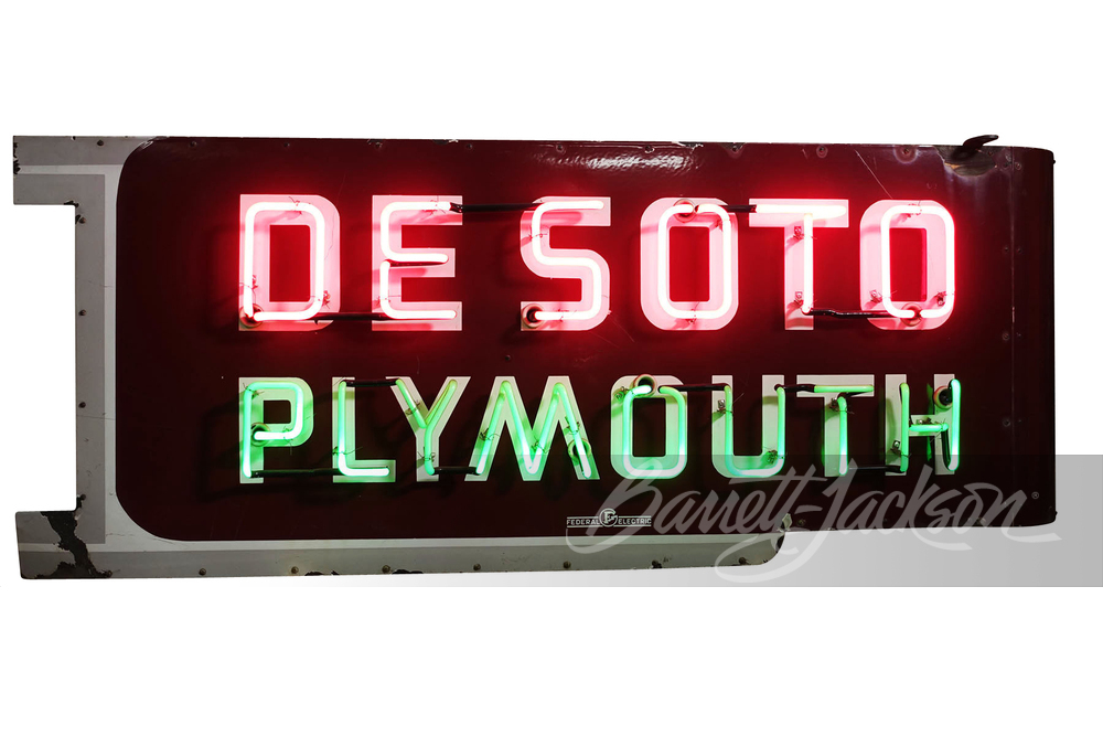 1950S DESOTO - PLYMOUTH NEON PORCELAIN SIGN