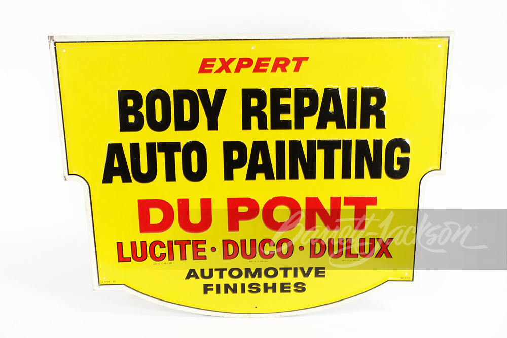 NOS 1962 DU PONT BODY REPAIR - AUTO REPAINTING TIN SIGN