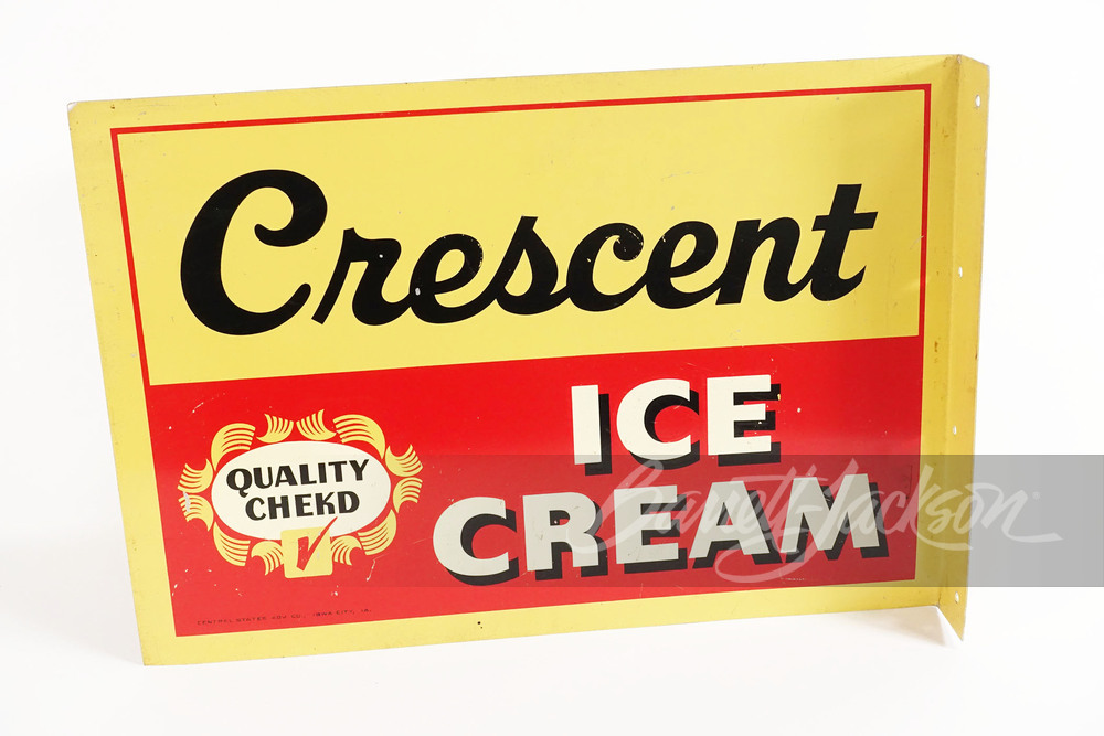 1950S CRESCENT ICE CREAM 'QUALITY CHEKD' TIN SIGN