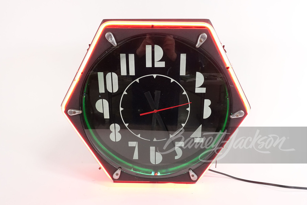 1930S HEXAGON SHAPED NEON CLOCK