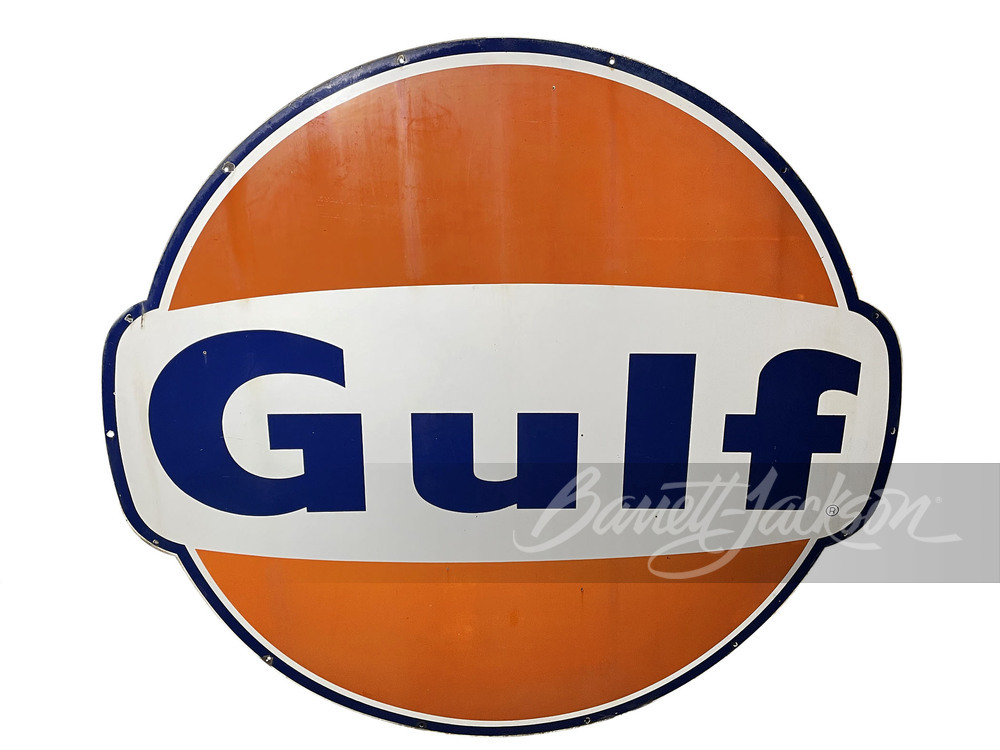 1960S GULF OIL SIGN - Front 3/4 - 253866