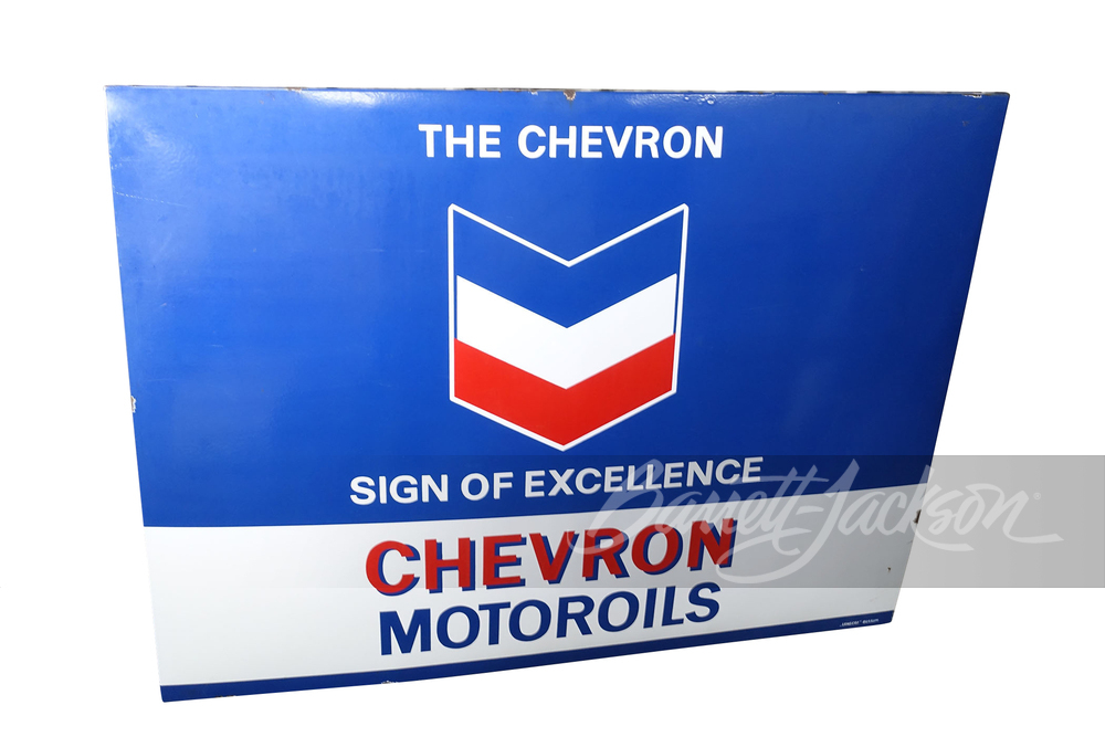 LATE 1950S-EARLY-60S CHEVRON MOTOR OILS 'SIGN OF EXCELLENCE'