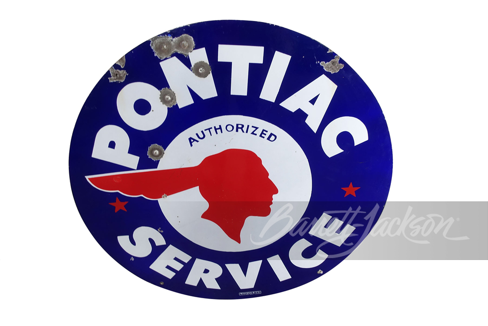 1940S-50S PONTIAC AUTHORIZED SERVICE PORCELAIN SIGN