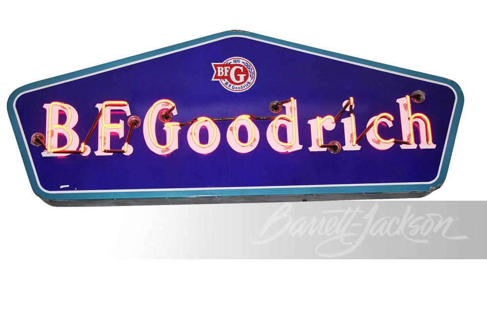 1950S BF GOODRICH PORCELAIN SIGN WITH NEON - Front 3/4 - 254513