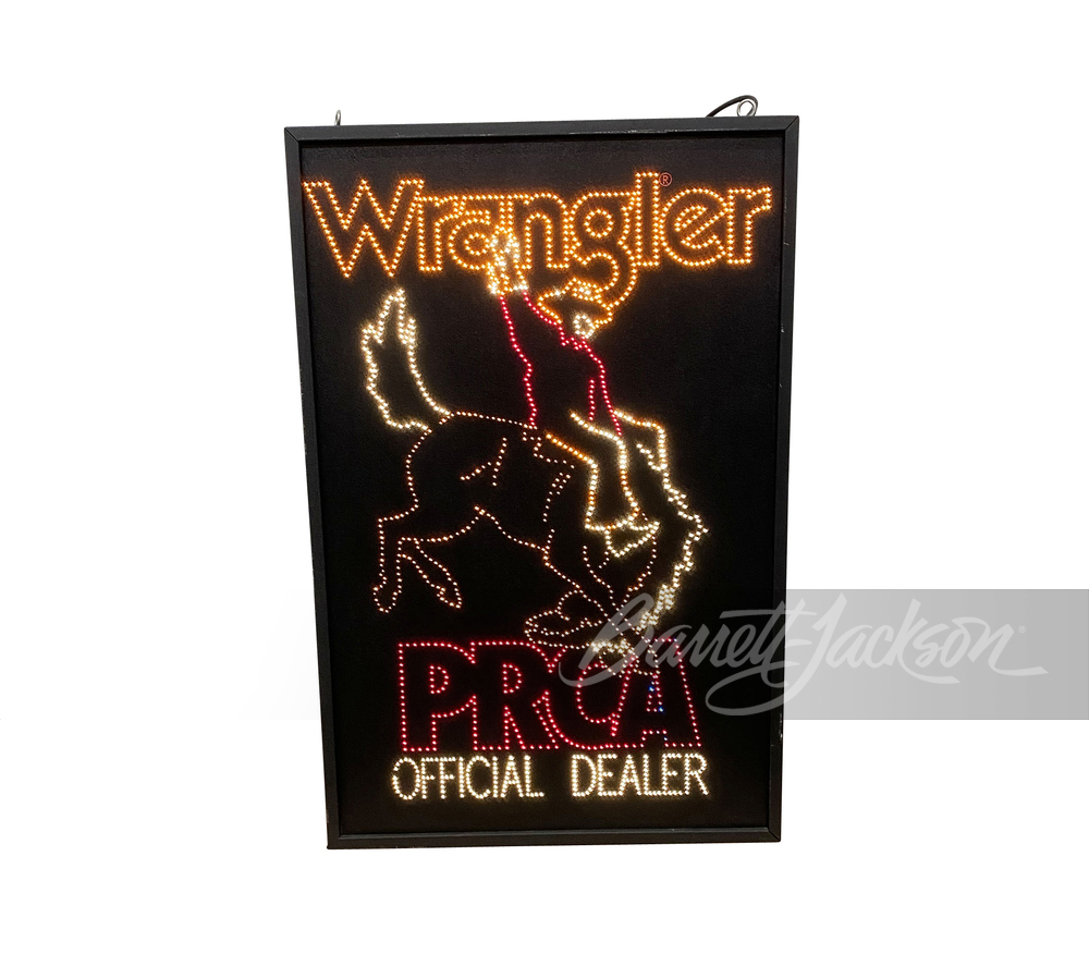 VINTAGE WRANGLER PRCA RODEO LIGHT-UP SIGN - Front 3/4 - 254606