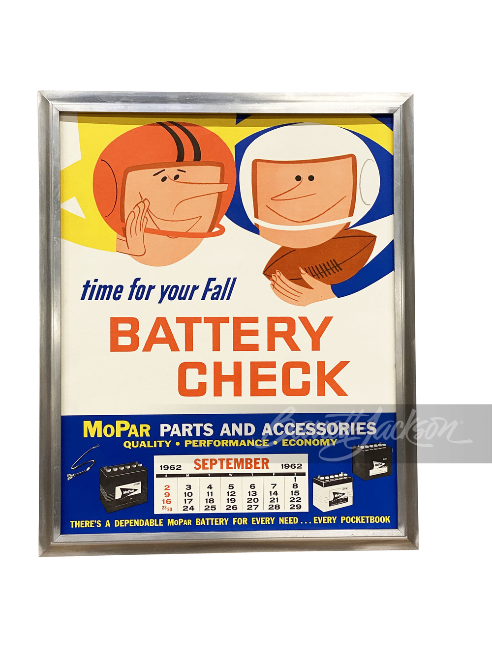 1962 MOPAR BATTERY CHECK CARDBOARD WITH CALENDAR - Front 3/4 - 254614