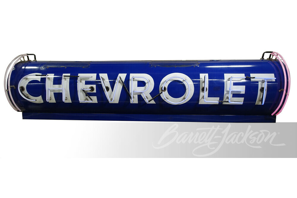 1950s CHEVROLET ATOMIC STYLE NEON PORCELAIN SIGN.