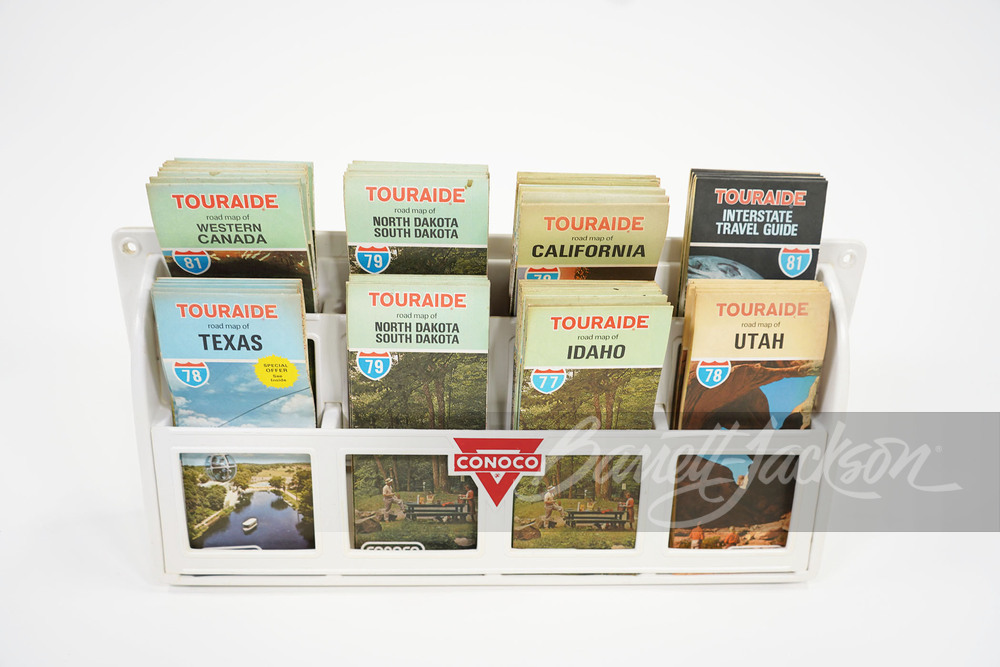 CONOCO OIL WALL-MOUNT MAP DISPLAY RACK.