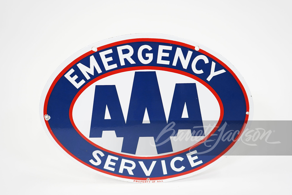 1950S-60S AAA EMERGENCY SERVICE PORCELAIN SIGN