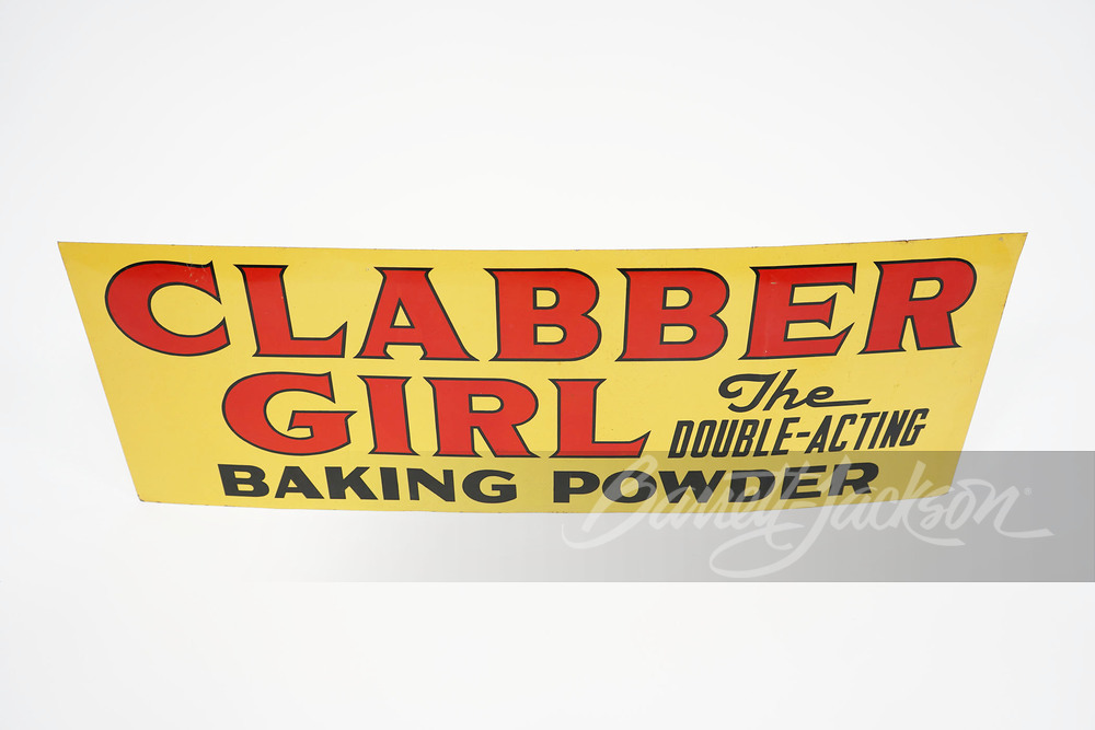 NOS 1952 CLABBER GIRL BAKING POWDER TIN SIGN