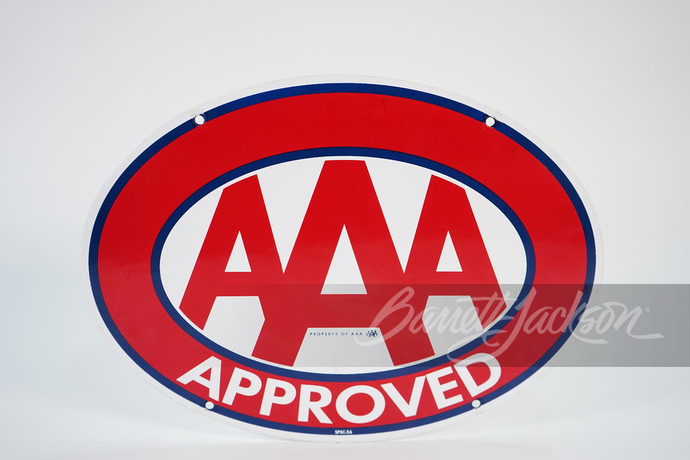 CIRCA 1950S AAA APPROVED PORCELAIN SERVICE STATION SIGN