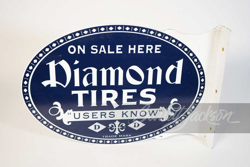 REPRODUCTION DIAMOND TIRES PORCELAIN FLANGE SIGN - Front 3/4 - 258017
