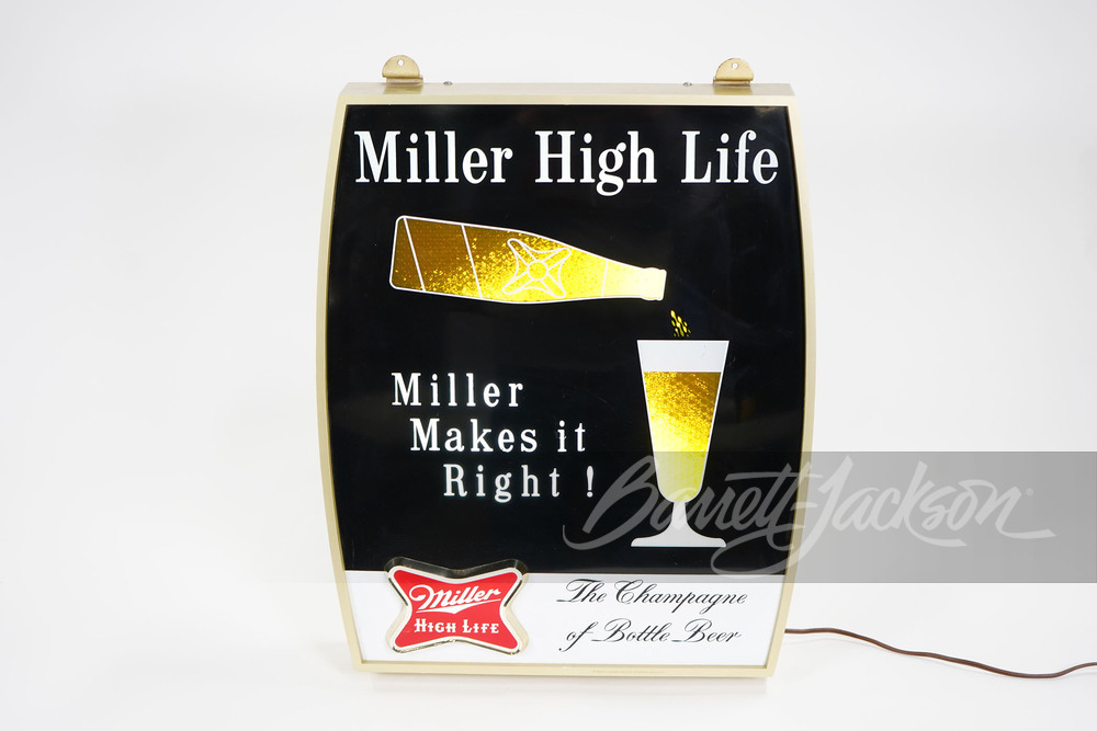 1960S MILLER HIGH LIFE ANIMATED LIGHT-UP SIGN - Front 3/4 - 259464