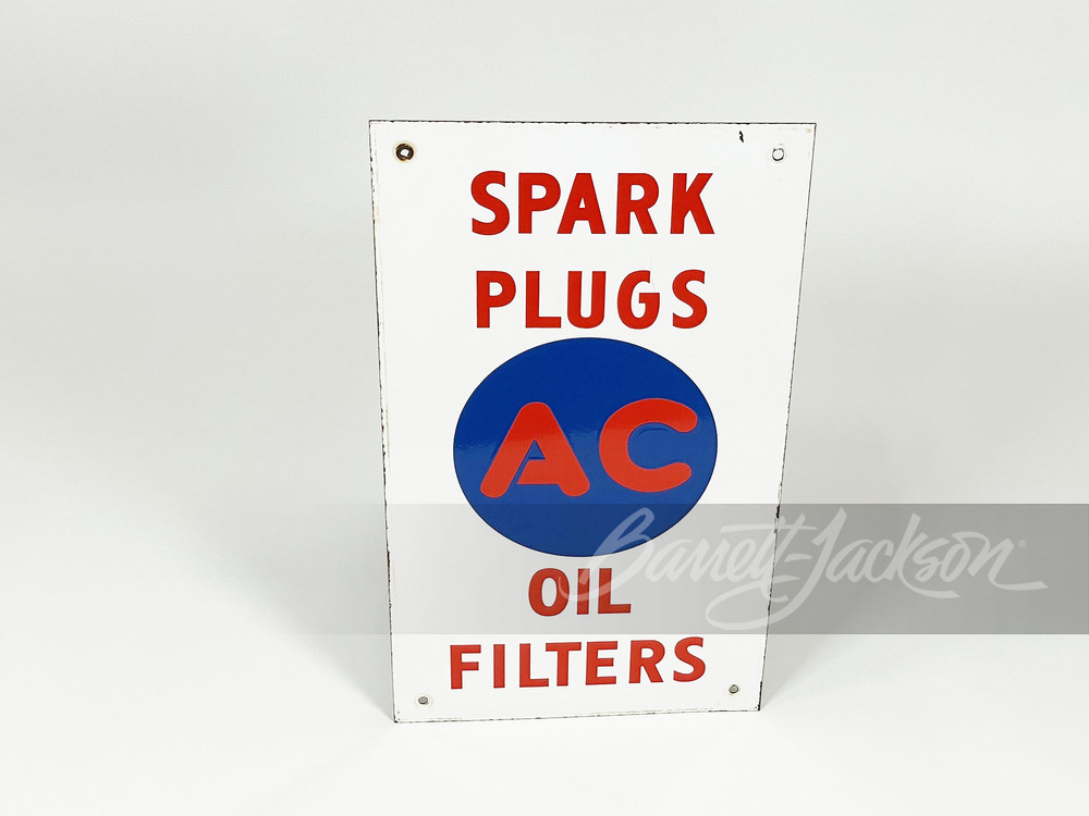 1950s AC SPARK PLUGS — OIL FILTERS PORCELAIN SIGN - Front 3/4 - 260578