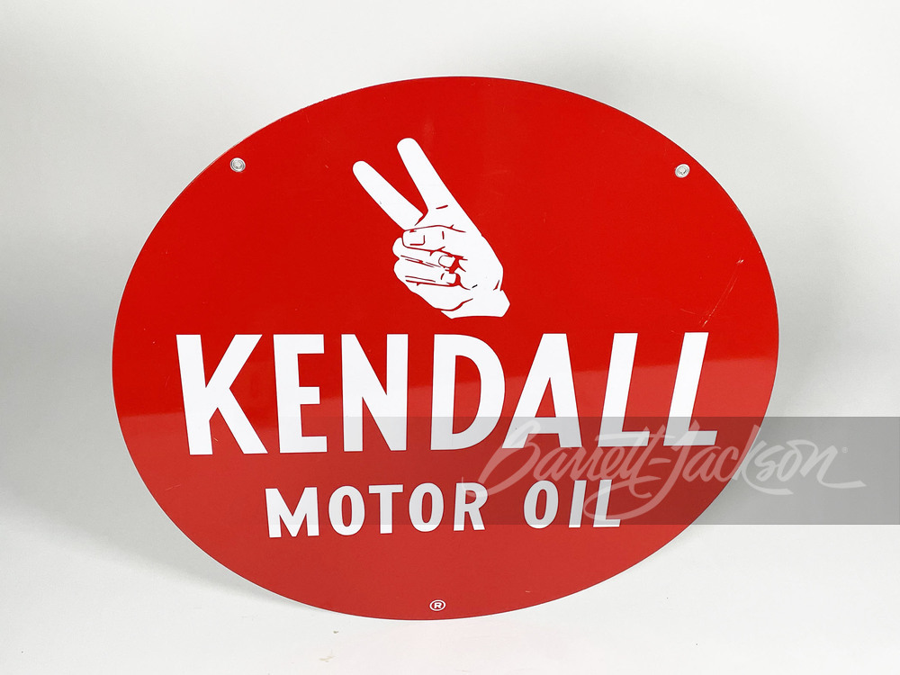 NOS VINTAGE KENDALL MOTOR OIL TIN SIGN - Front 3/4 - 260672