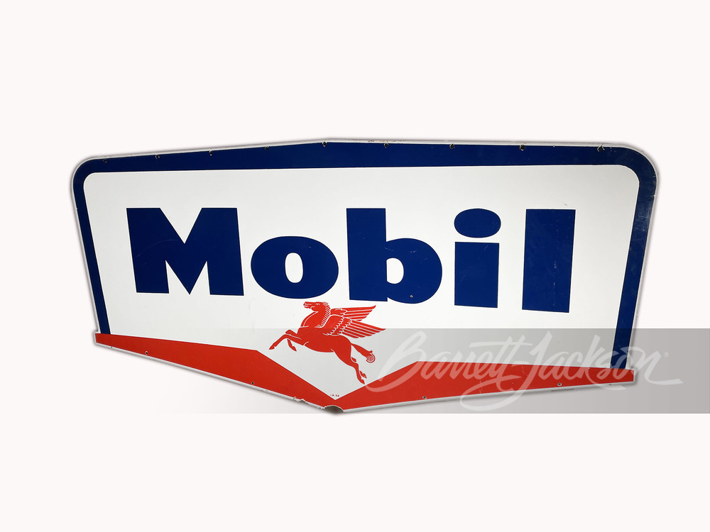 1958 MOBIL OIL PORCELAIN SIGN - Front 3/4 - 260682