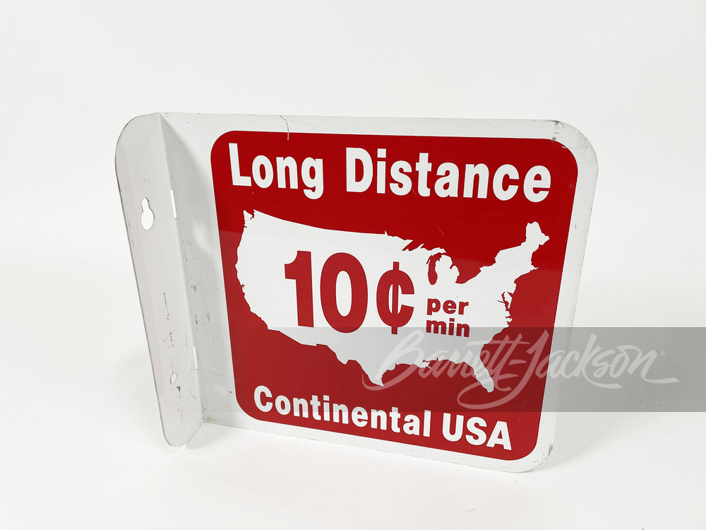CIRCA 1960S 'LONG DISTANCE 10 CENTS' TIN SIGN