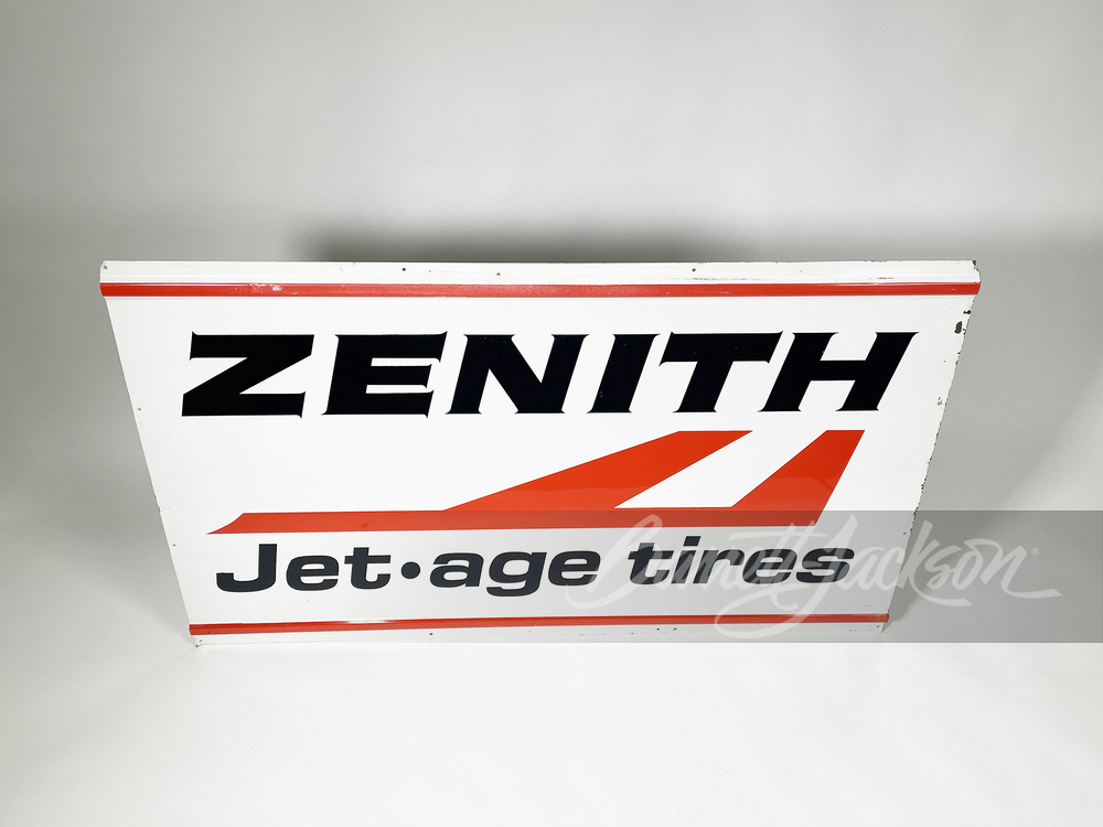 1960S ZENITH JET AGE TIRES TIN SIGN - Front 3/4 - 260930