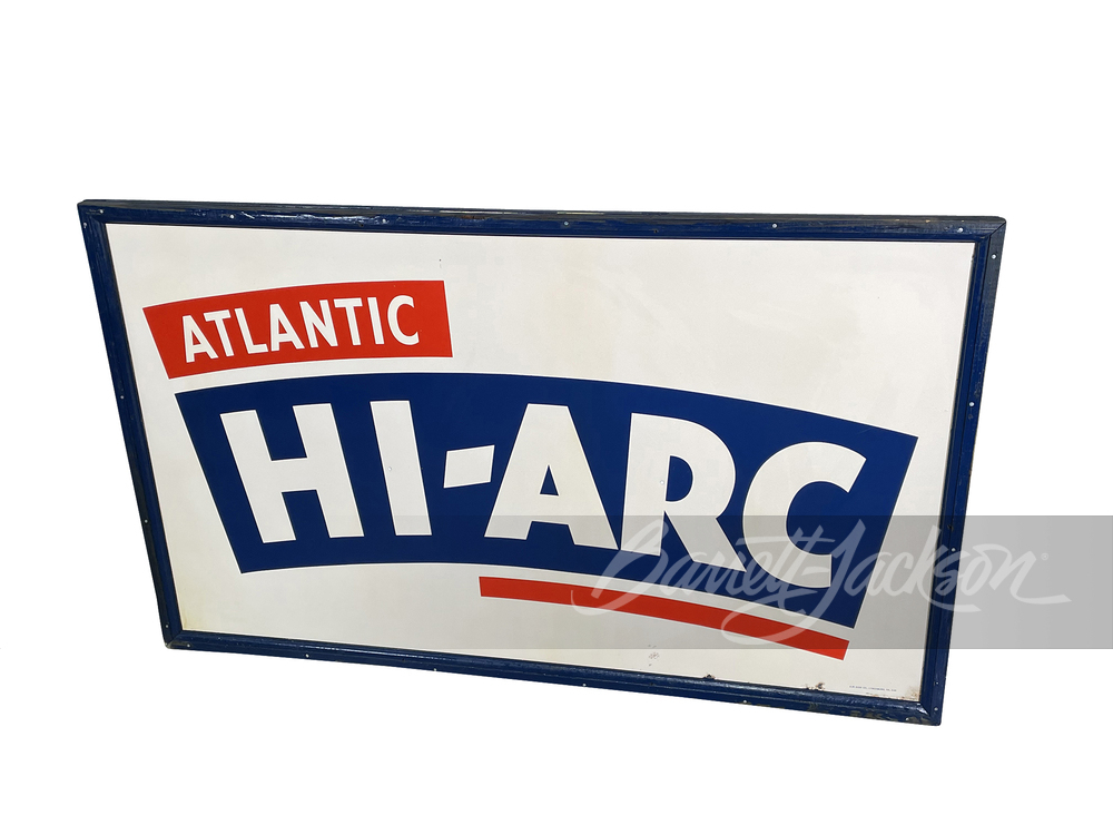 1953 ATLANTIC HI-ARC GASOLINE TIN SIGN