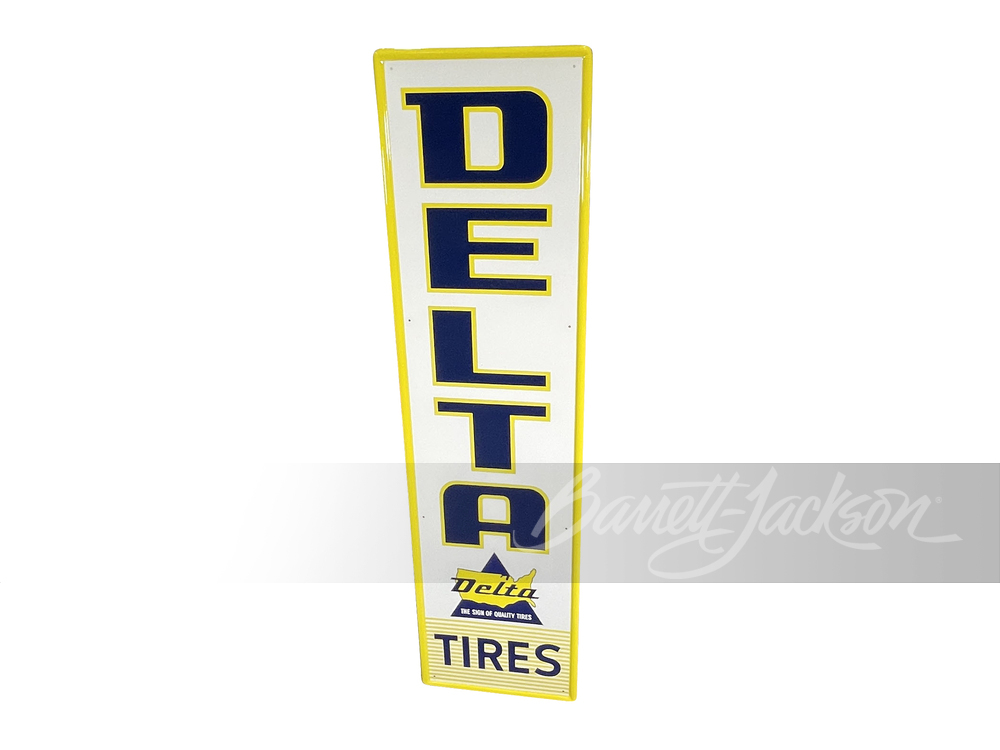 LATE 1950S-EARLY '60S DELTA TIRES TIN SIGN