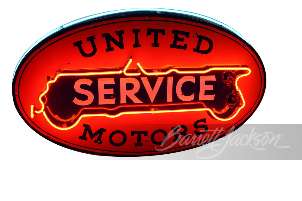 CIRCA 1930S GM UNITED SERVICE PORCELAIN SIGN