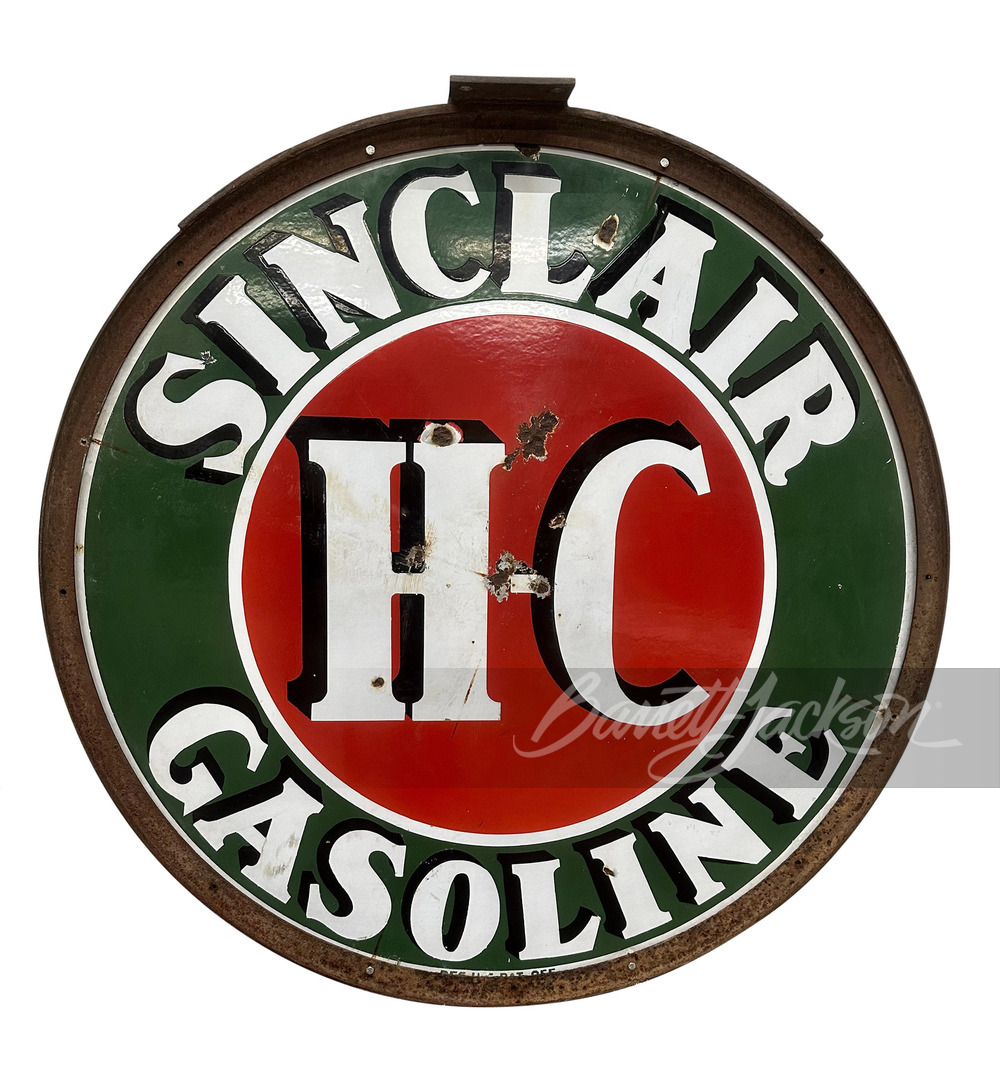 CIRCA 1940S H-C SINCLAIR GASOLINE PORCELAIN SIGN