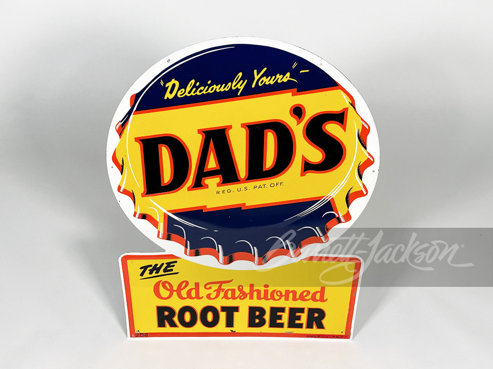 CIRCA EARLY 1950S DAD'S OLD FASHIONED ROOT BEER TIN SIGN