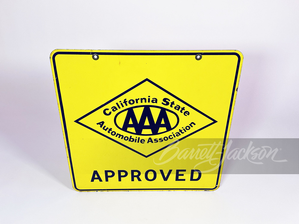 1950S CALIFORNIA 'AAA APPROVED' PORCELAIN SIGN