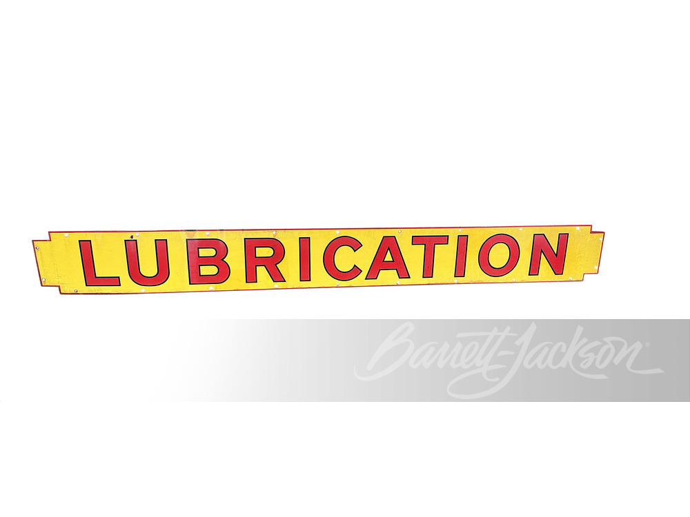 LARGE 1930S SHELL OIL 'LUBRICATION' PORCELAIN SIGN