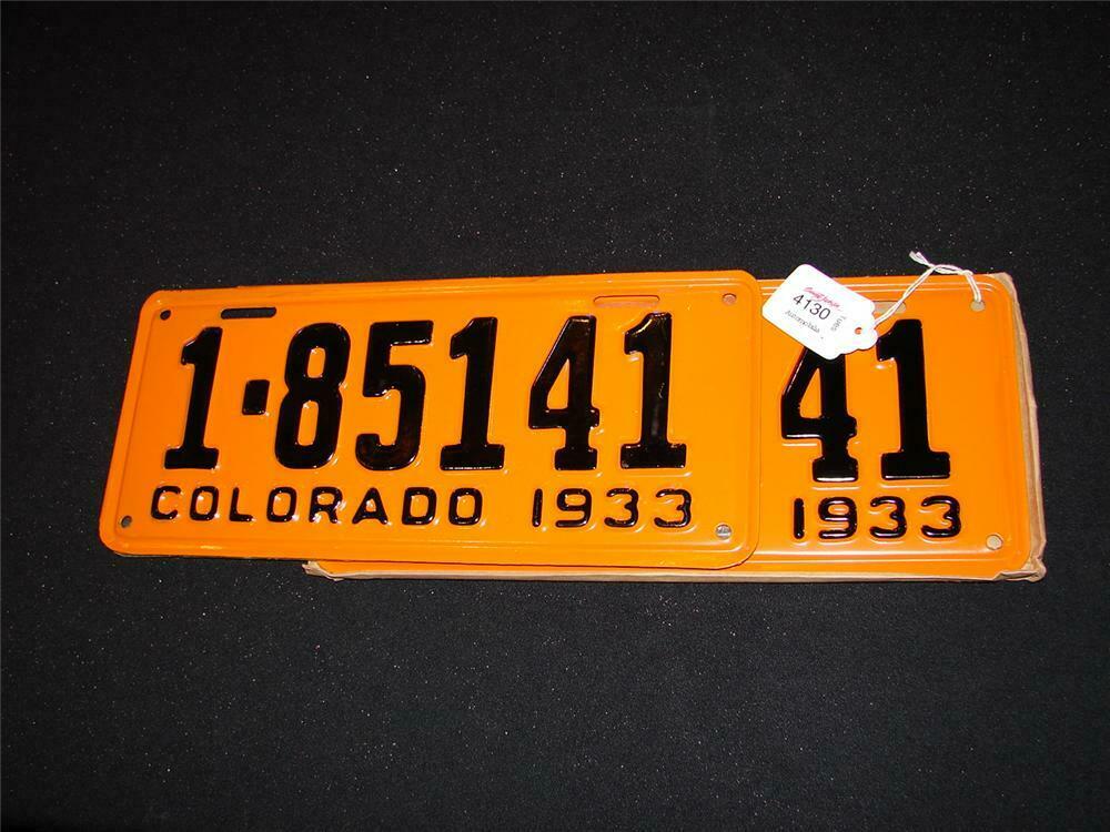 N.O.S. set of 1933 Colorado license plates still in the origi