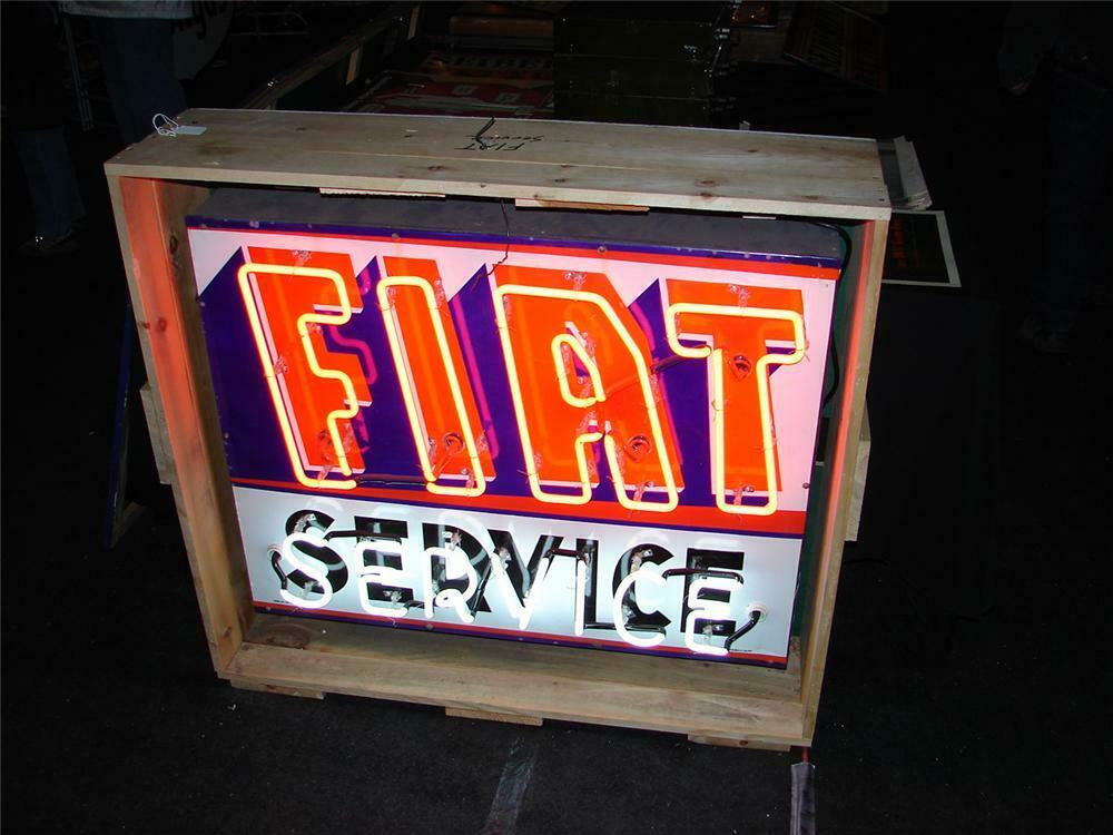 Early 60s Fiat Automobiles porcelain neon dealership sign.