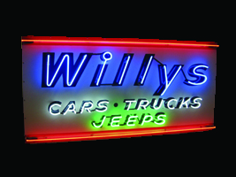 Immaculate 1940s Willys Cars-Trucks-Jeeps single-sided neon p