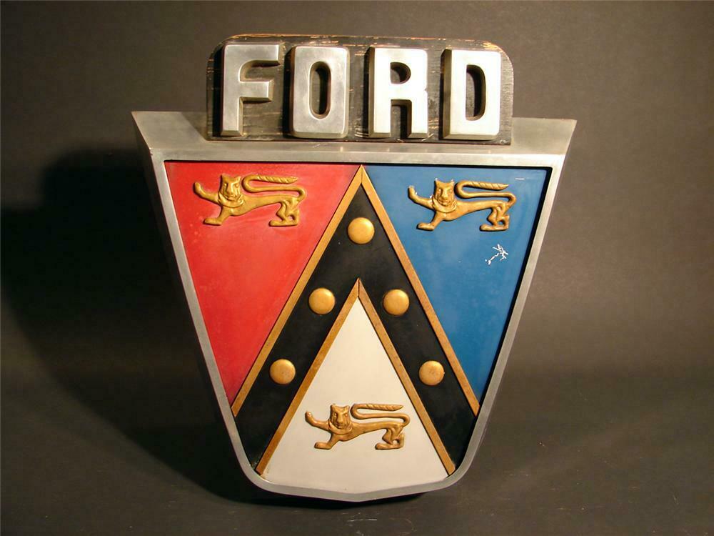 Fantastic 1950s Ford Jubilee crest dealership showroom sign m