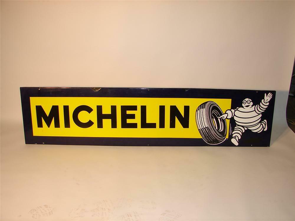 Impressive Michelin Tires porcelain garage sign featuring Bib
