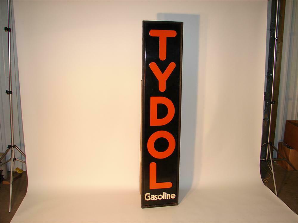 N.O.S. 1937 Tydol Gasoline wood framed tin garage sign.