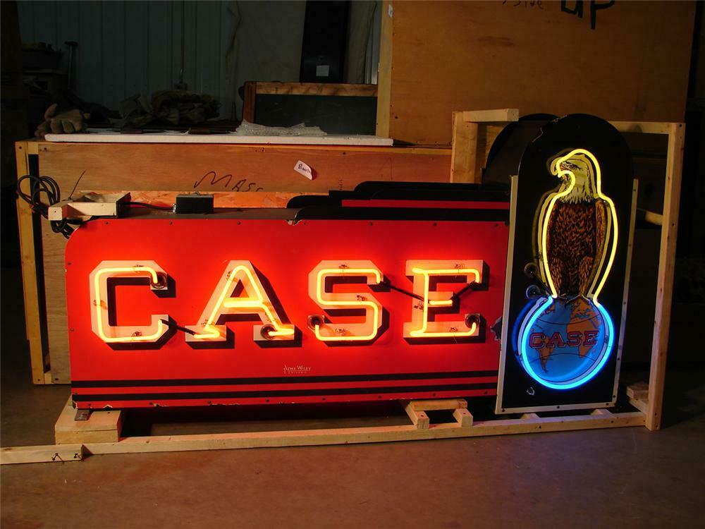 Rare 1930s-40s Case Tractors double-sided neon porcelain deal