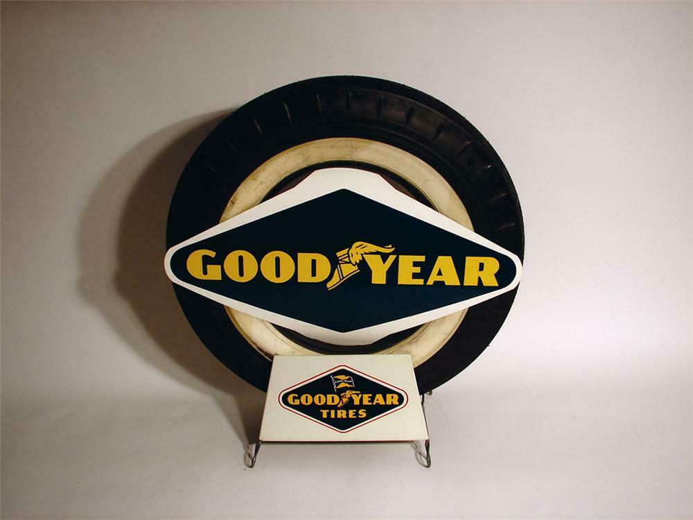 NOS 1940s-50s Goodyear tire display complete with tire and st