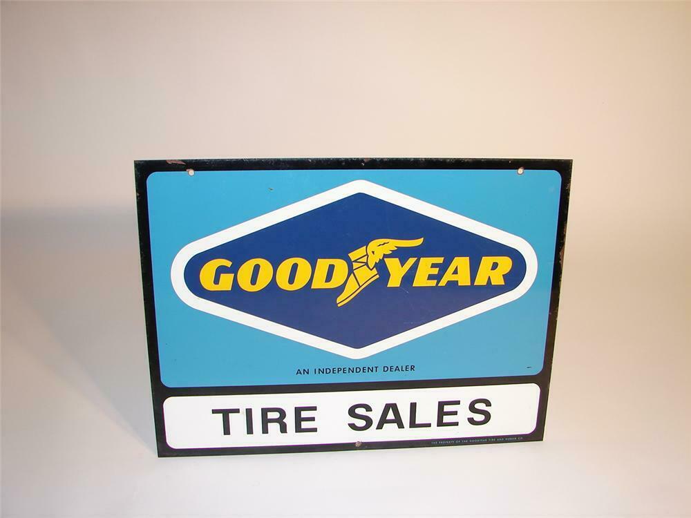 Goodyear Tire Sales double-sided tin garage sign.
