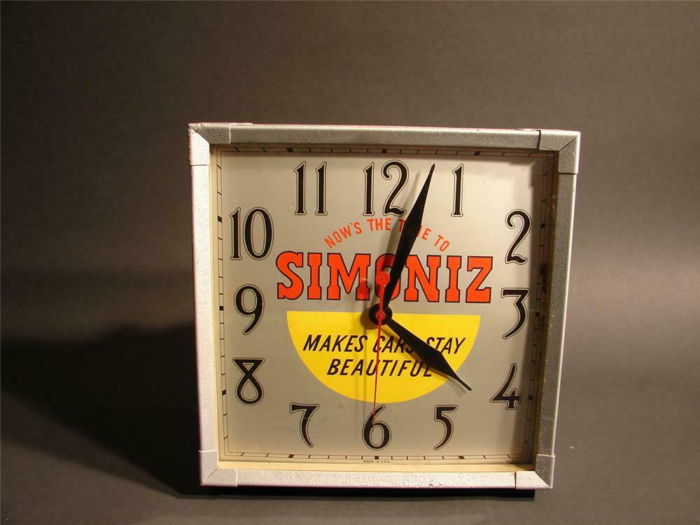 Very nice 1930s Simoniz Auto Polish garage clock.